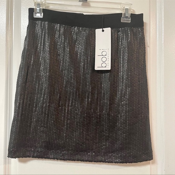 bobi | Skirts | Nwt Bobi Black Matte Black Sequins Minishort Skirt S ...